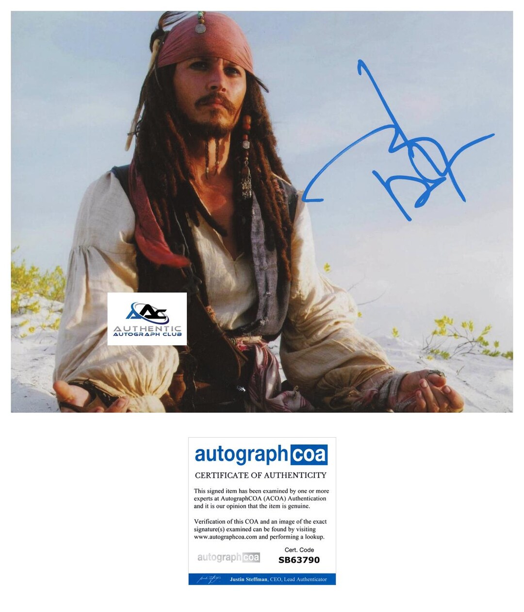 Johnny Depp Autograph Signed 8x10 Pirates of the Caribbean Jack Sparrow ...