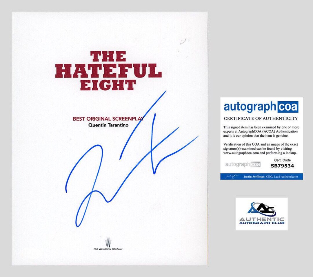 Quentin Tarantino Autograph Signed the Hateful Eight Script Acoa - Etsy