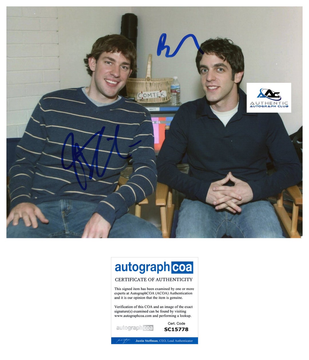 John Krasinski Bj Novak Autograph Signed 8x10 Photo the Office Jim ...