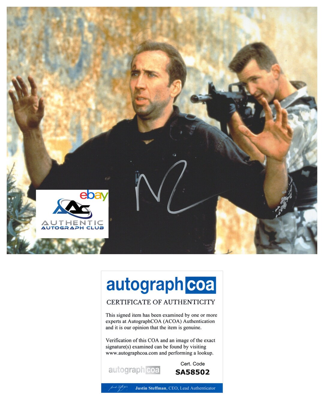 Nicolas Cage Autograph Signed 8x10 Photo the Rock Acoa - Etsy