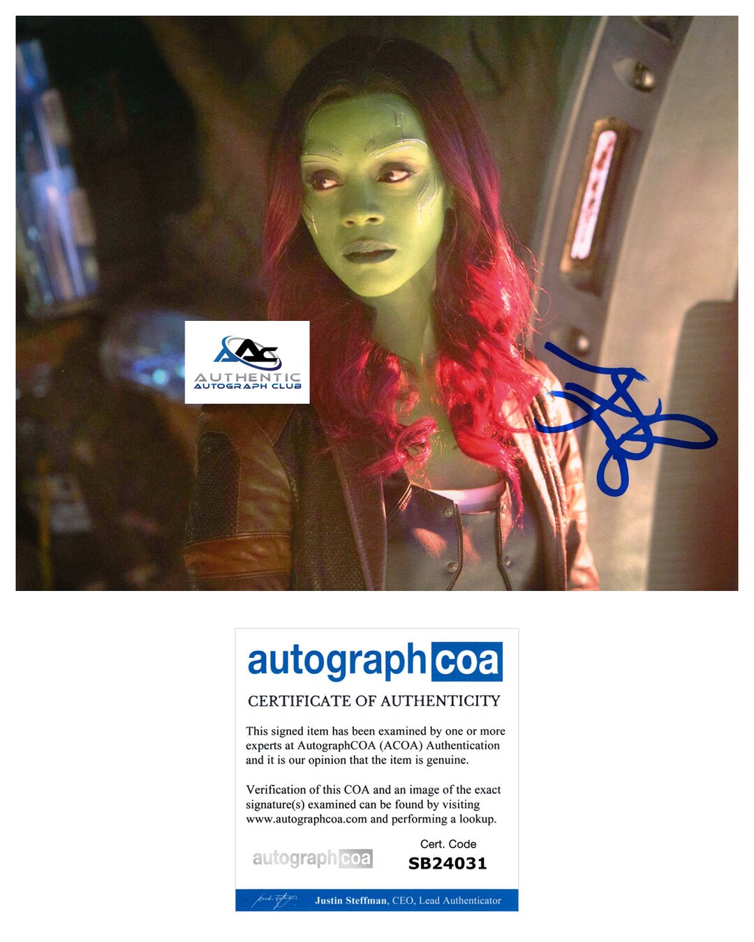 Zoe Saldana Autograph Signed 8x10 Photo Gamora Guardians of the Galaxy ...