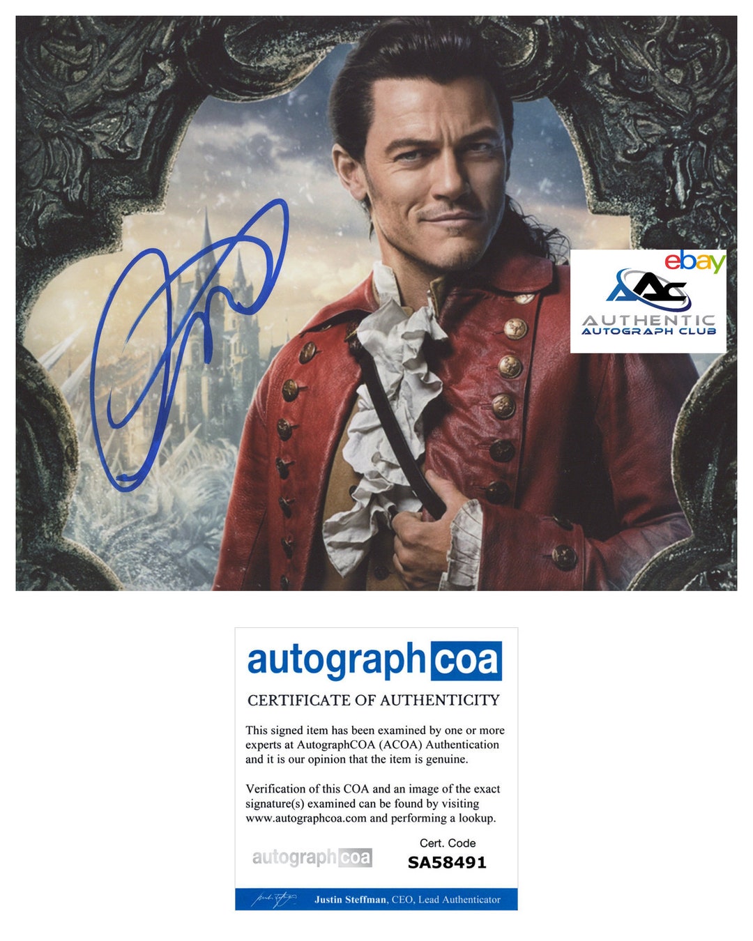 Luke Evans Autograph Signed 8x10 Photo Beauty and the Beast Gaston Acoa ...
