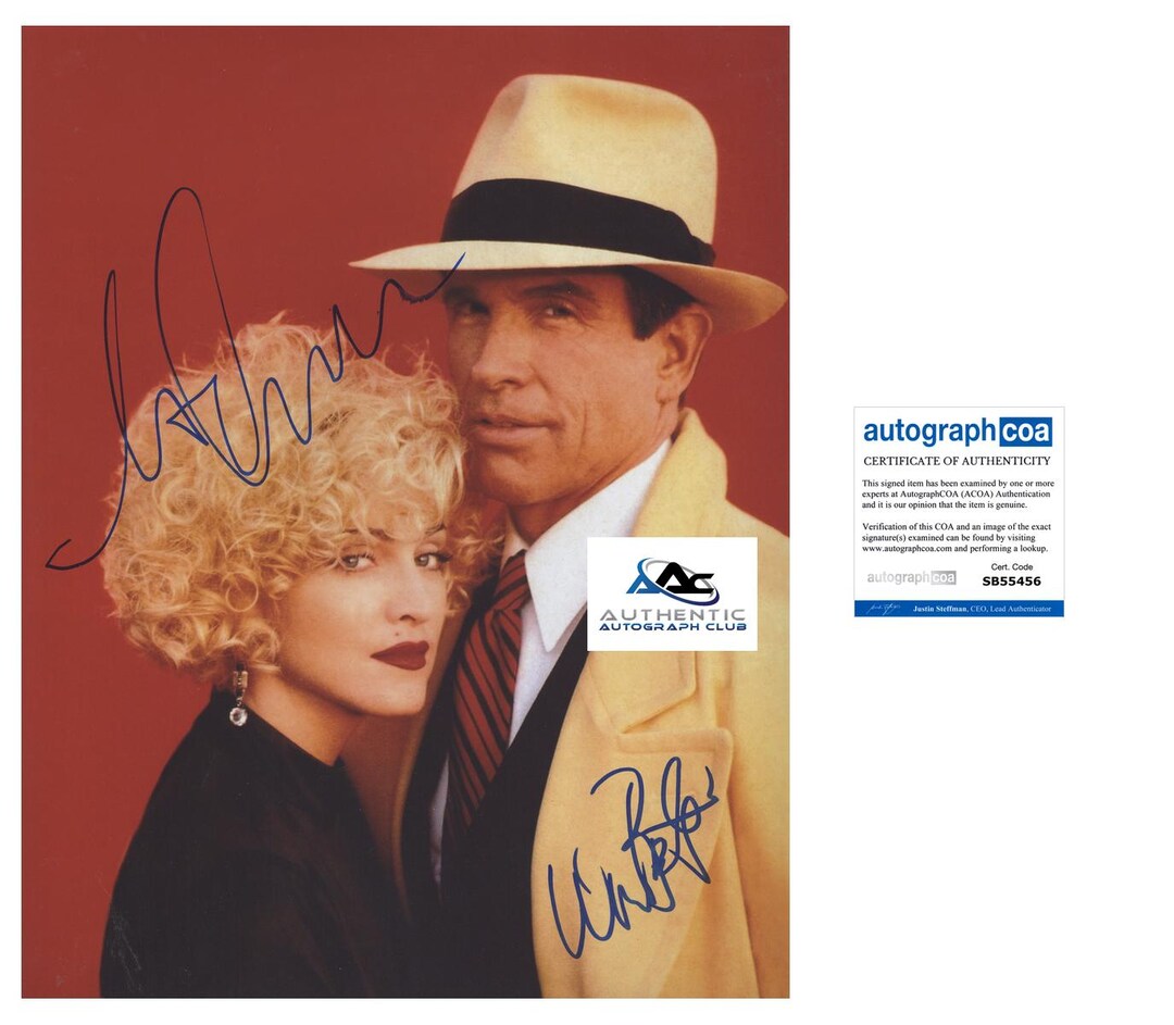 Madonna and Warren Beatty Autograph Signed 11x14 Photo Dick Tracy Acoa ...