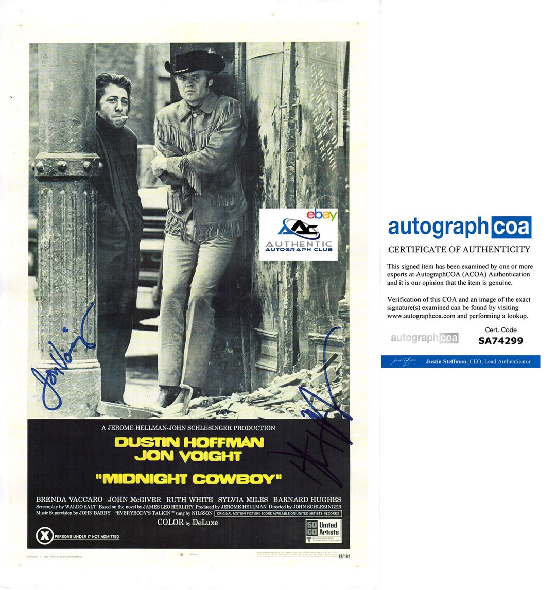 Dustin Hoffman and Jon Voight Autograph Signed 11x17 Phot0 Midnight ...