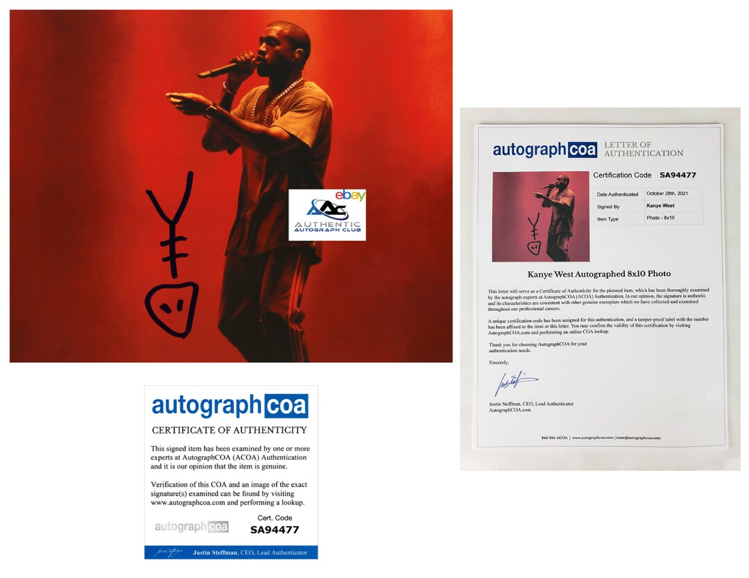 Rare New Ye Graph Kanye West Autograph Signed 8x10 Photo Acoa Coa Loa ...