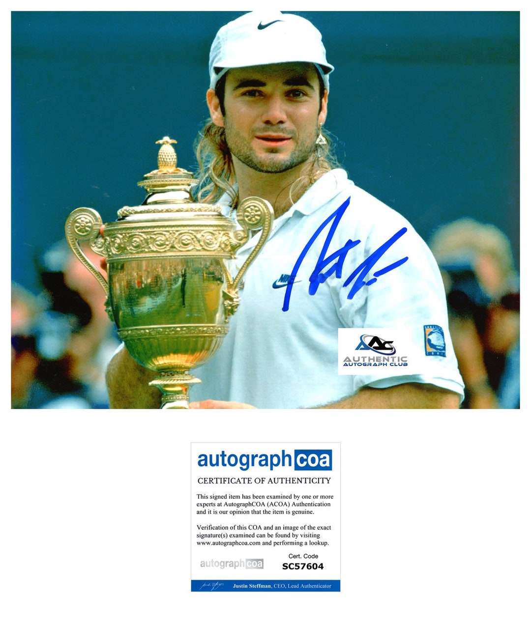 Andre Agassi Autograph Signed 8x10 Photo Tennis Legend Champion Acoa - Etsy