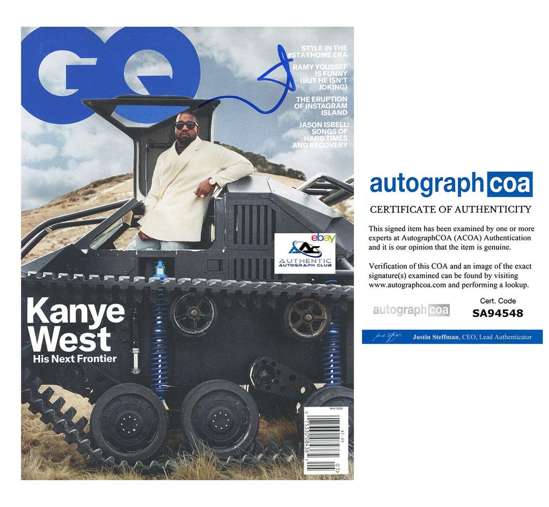 Kanye West Autograph Signed Gq Magazine Acoa Coa - Etsy