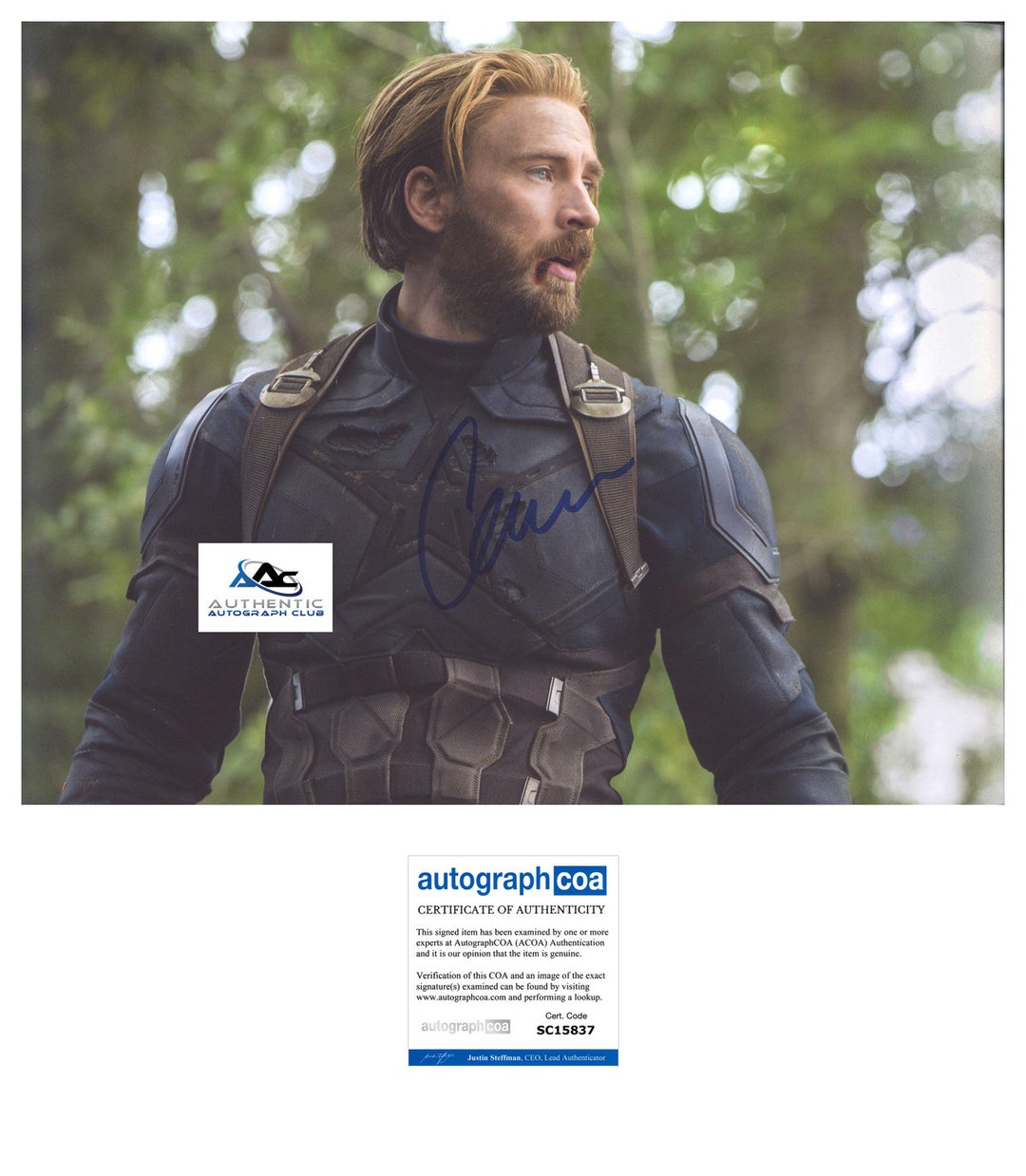 Chris Evans Autograph Signed 11x14 Photo Captain America Marvel Acoa - Etsy