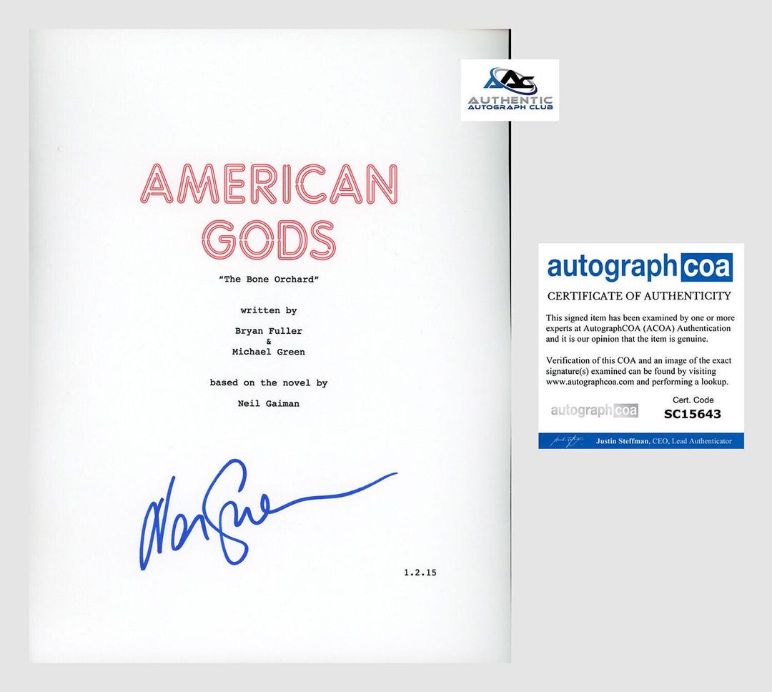 Neil Gaiman Autograph Signed American Gods Complete Script Acoa - Etsy