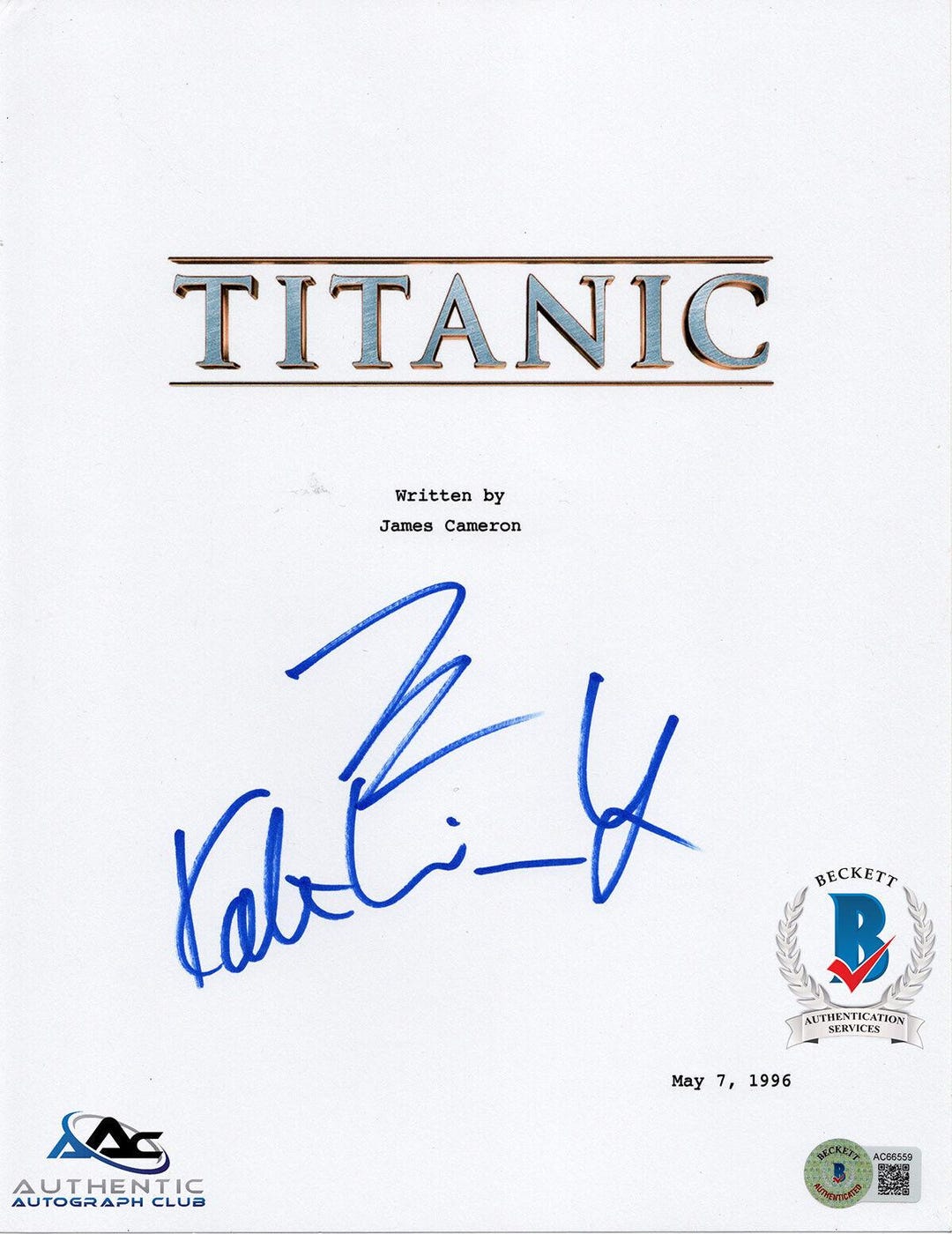 Leonardo Dicaprio Kate Winslet Autograph Signed Full Titanic Script ...