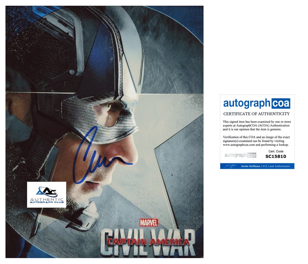 Chris Evans Autograph Signed 8x10 Photo Captain America Marvel Acoa - Etsy