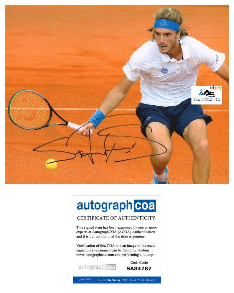 Stefanos Tsitsipas Autograph Signed 8x10 Photo Tennis Us Open Wimbledon ...