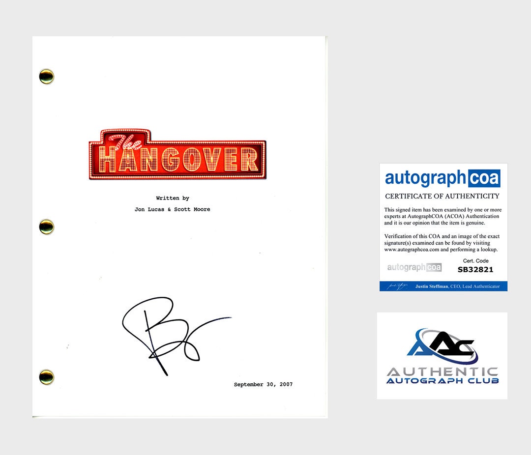 Bradley Cooper Autograph Signed the Hangover Full Script Acoa - Etsy