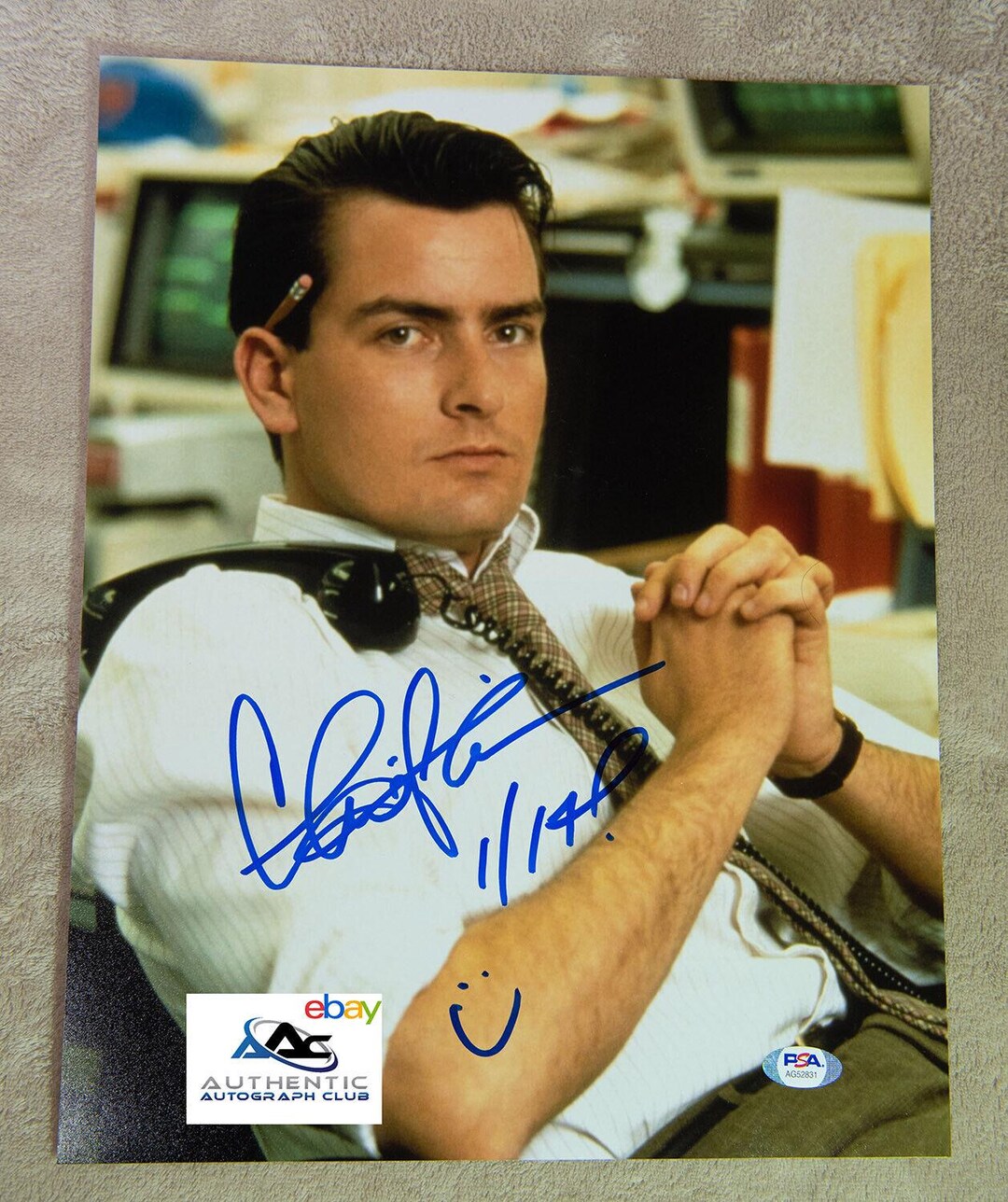 Charlie Sheen Autograph Signed 11x14 Photo Wall Street Psa/dna - Etsy