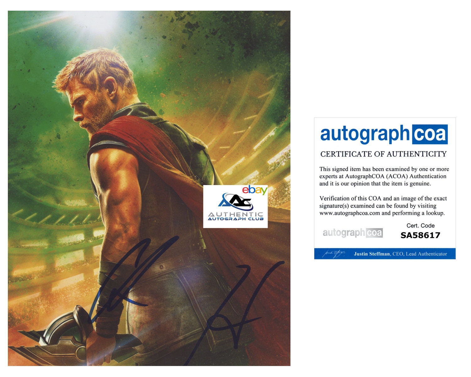 Chris Hemsworth Autograph Signed 8x10 Photo Thor Ragnarok Acoa - Etsy