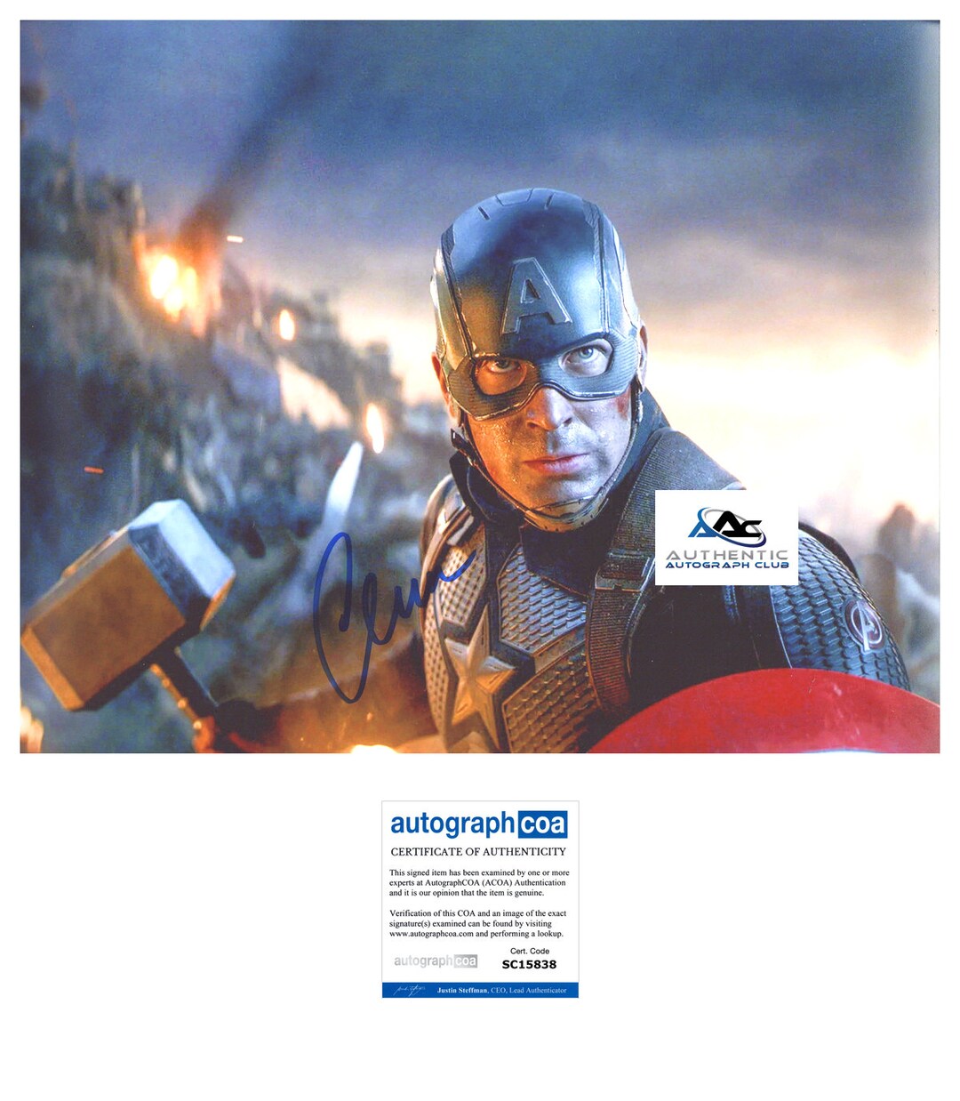Chris Evans Autograph Signed 11x14 Photo Captain America Marvel Acoa - Etsy