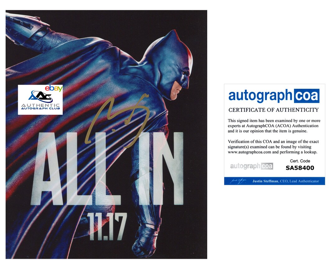 Ben Affleck Autograph Signed 8x10 Photo Batman Dc Justice League Acoa ...