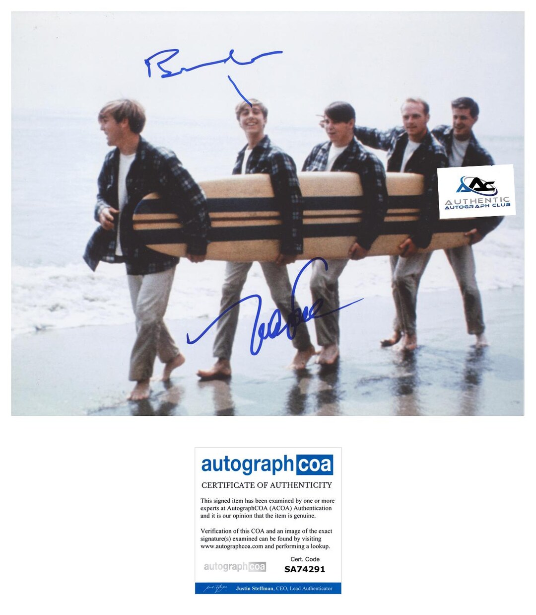 Beach Boys Autograph Signed 11x14 Photo Brian Wilson and Mike Love Acoa ...
