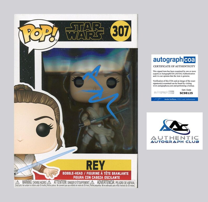 Daisy Ridley Autograph Signed Star Wars Rey Funko Pop 307 Acoa - Etsy