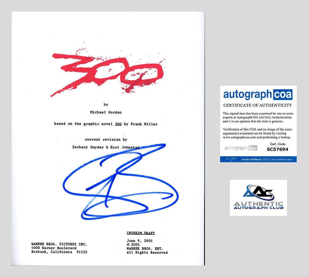 Gerard Butler Autograph Signed 300 Full Script Acoa - Etsy