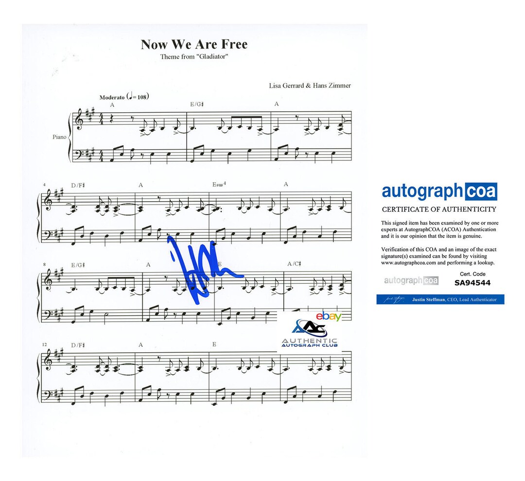 Hans Zimmer Autograph Signed 8x10 Photo Sheet Music Now We Are - Etsy
