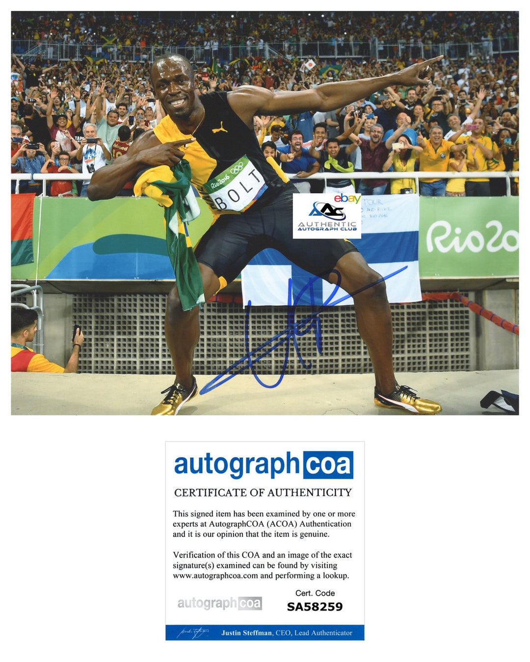 Usain Bolt Autograph Signed 8x10 Photo 2016 Rio Olympic Gold Medalist ...