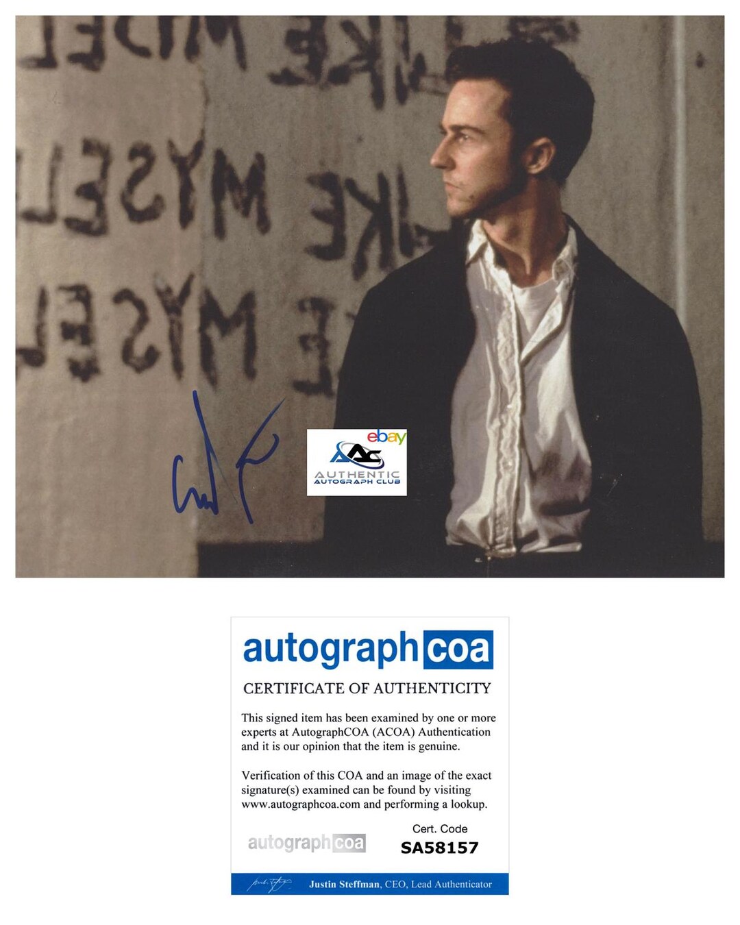 Ed Edward Norton Autograph Signed 8x10 Photo Acoa Coa - Etsy
