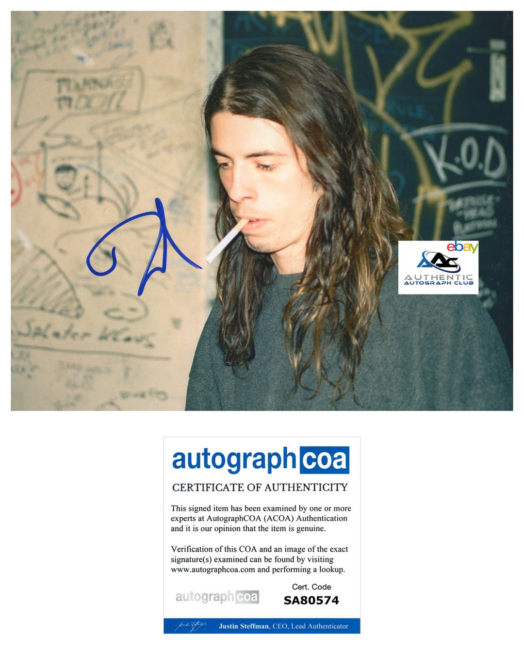 Dave Grohl Autograph Signed 8x10 Photo Nirvana Foo Fighters Acoa - Etsy
