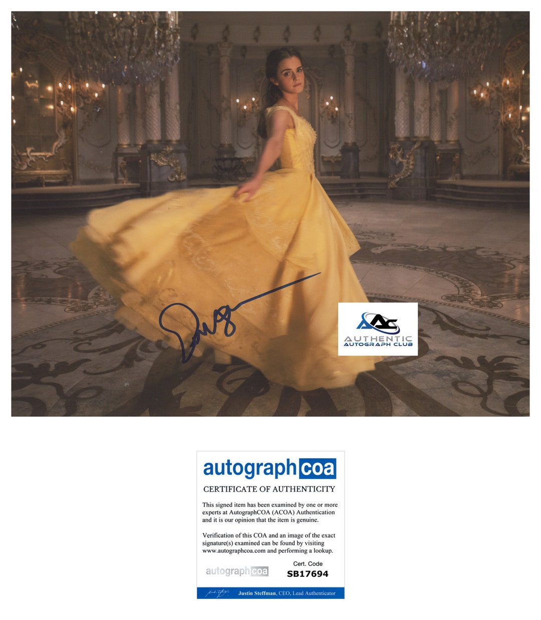 Emma Watson Autograph Signed 11x14 Photo Disney Belle Beauty and the ...