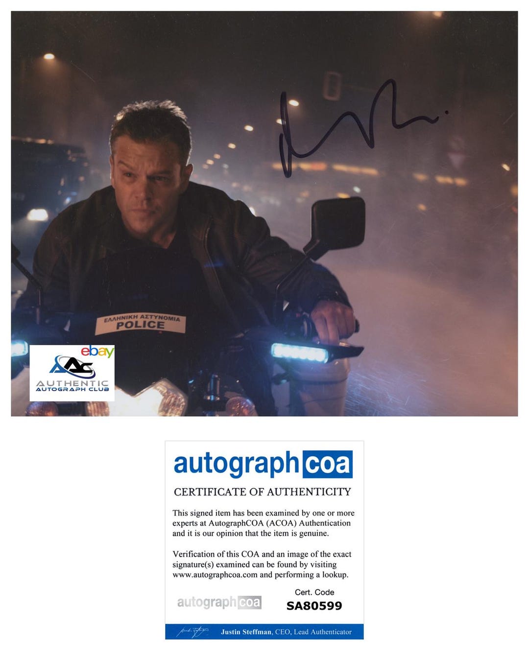 Matt Damon Autograph Signed 8x10 Photo Jason Bourne Acoa - Etsy