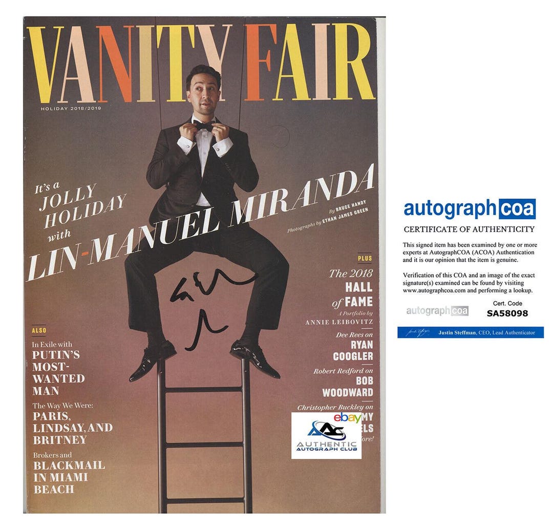 Lin Manuel Miranda Autograph Signed Vanity Fair Magazaine Hamilton Acoa ...