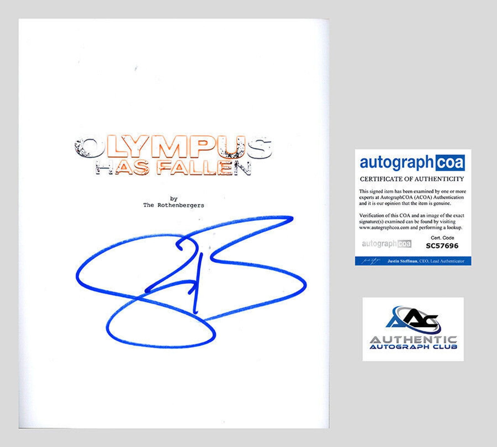 Gerard Butler Autograph Signed Olympus Has Fallen Full Script Acoa - Etsy