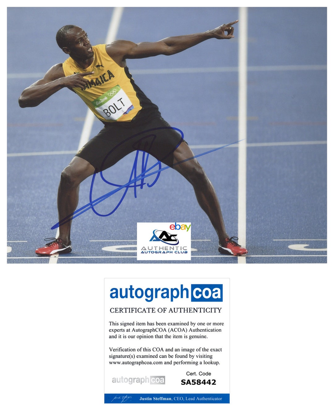 Usain Bolt Autograph Signed 8x10 Photo Olympic Gold Medalist Acoa - Etsy