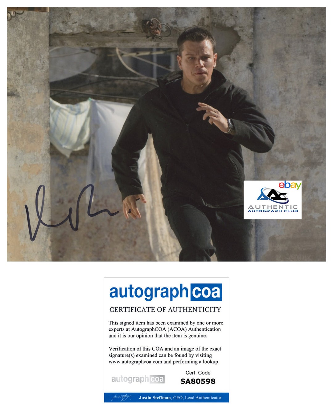 Matt Damon Autograph Signed 8x10 Photo Jason Bourne Acoa - Etsy