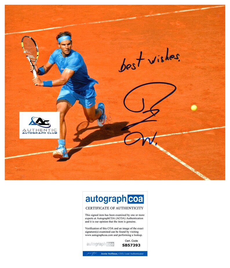 Rafael Nadal Autograph Signed 8x10 Photo Tennis Us Open French Open ...