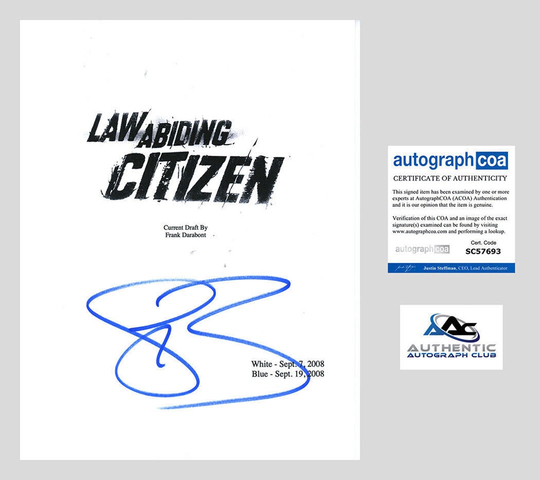 Gerard Butler Autograph Signed Law Abiding Citizen Full Script Acoa - Etsy