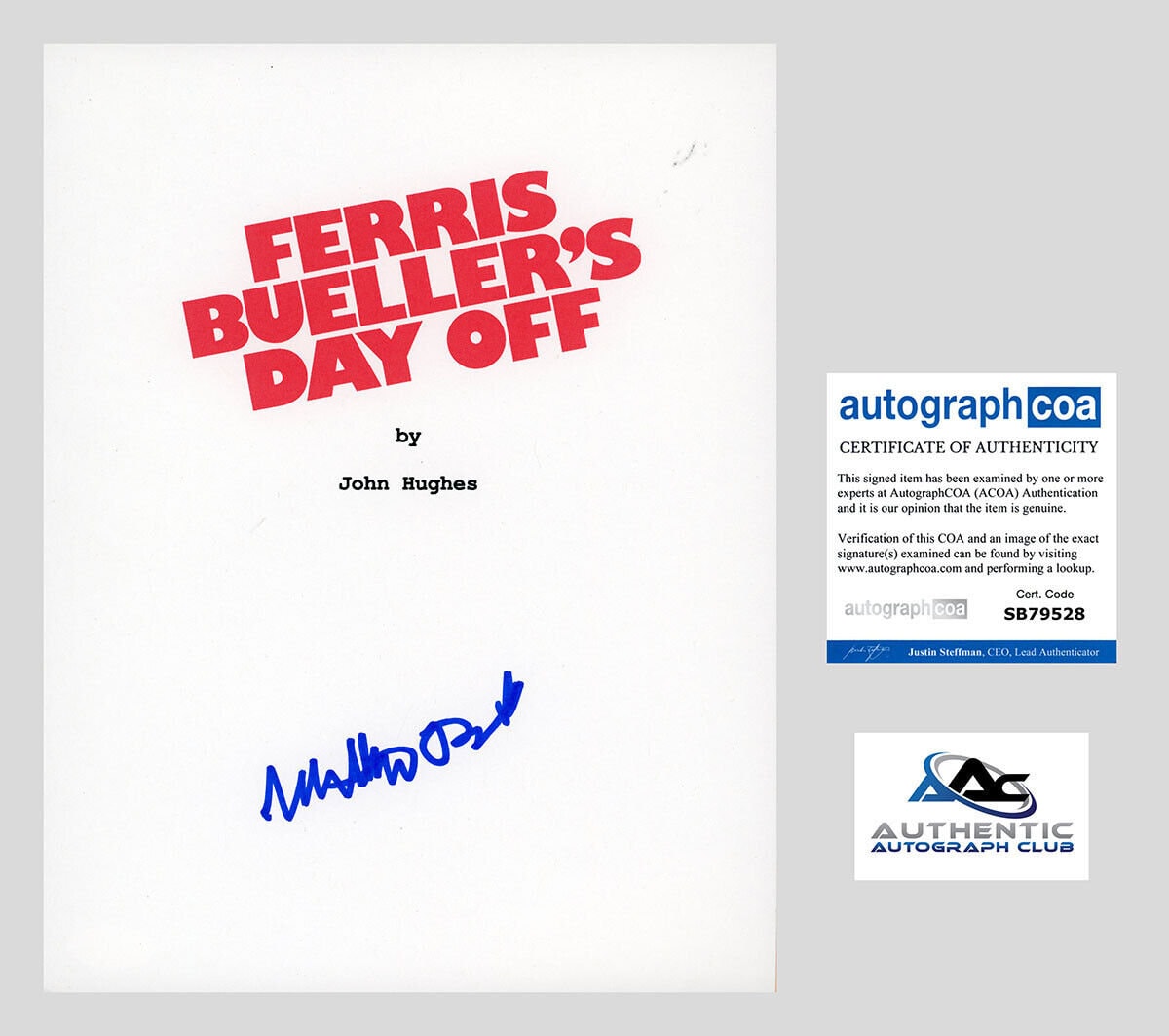 Matthew Broderick Autograph Signed Ferris Bueller's Day off Movie ...