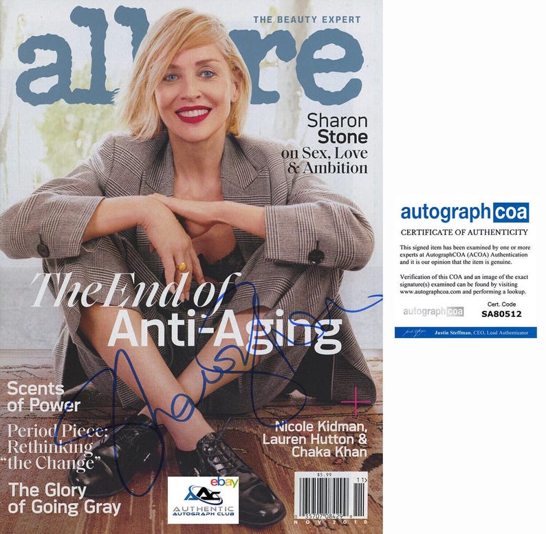 Sharon Stone Autograph Signed Allure Magazine Acoa - Etsy