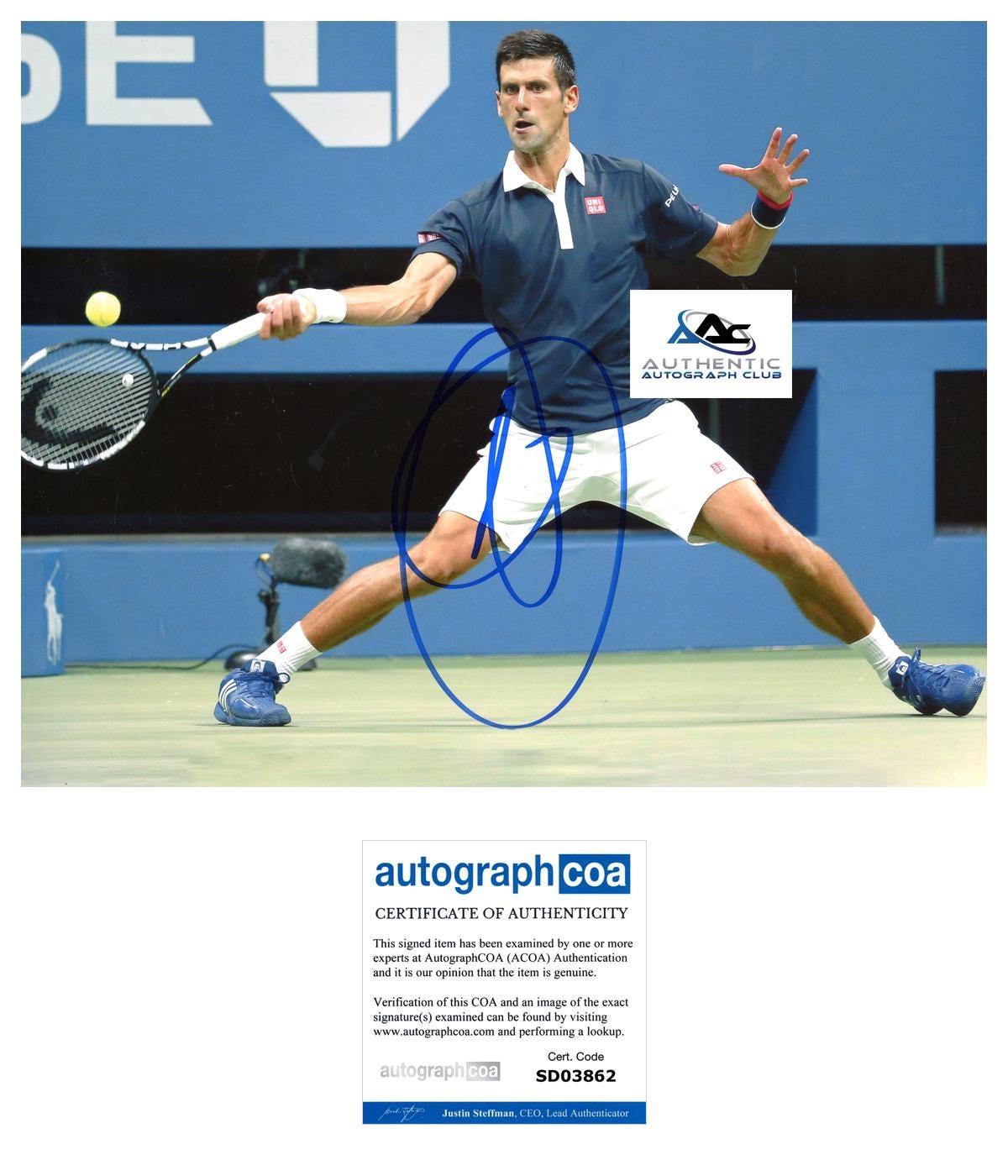 Novak Djokovic Autograph Signed 8x10 Photo Us Open Wimbledon Tennis ...