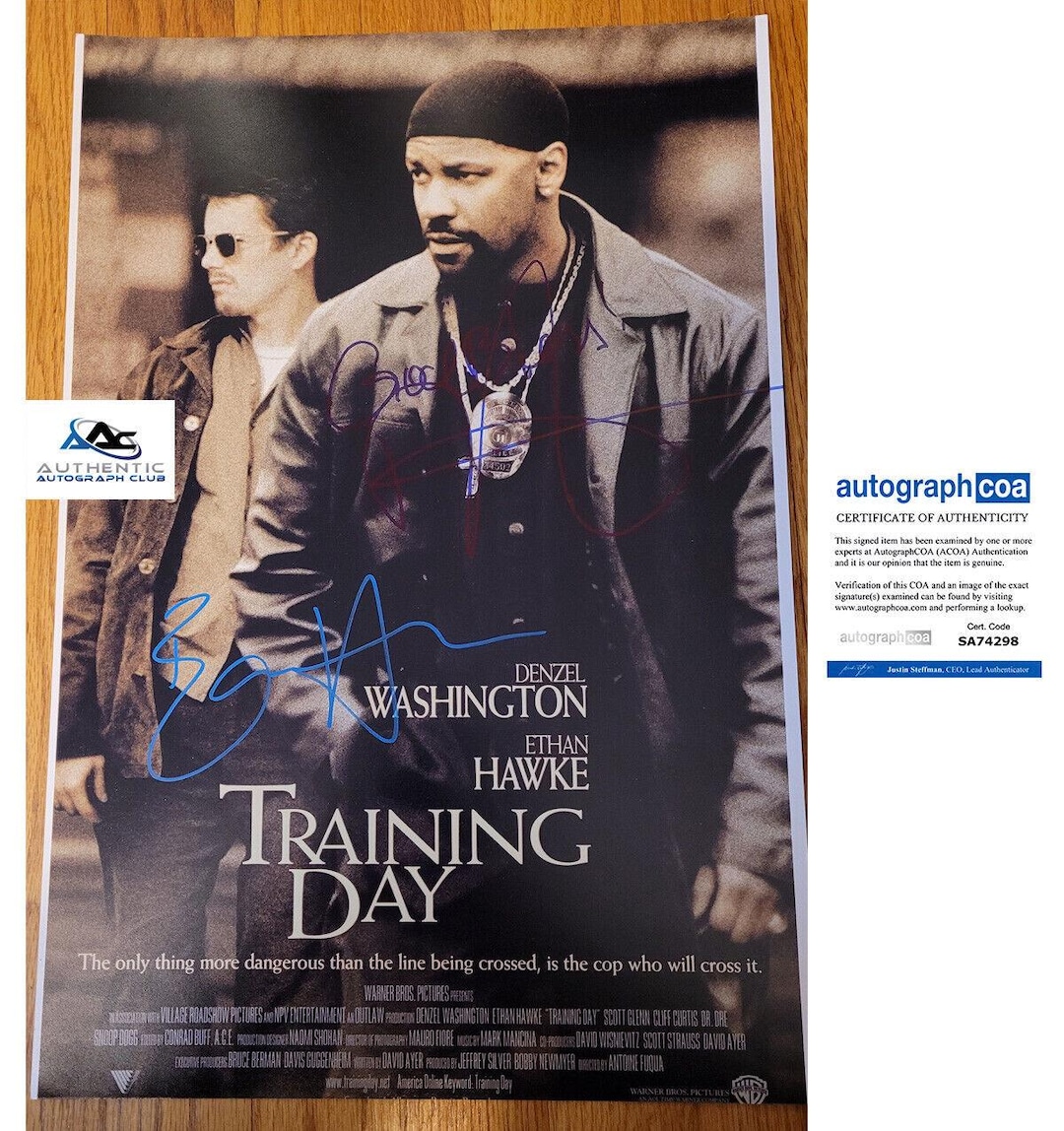 Ethan Hawke and Denzel Washington Autograph Signed 12x18 Photo Training ...