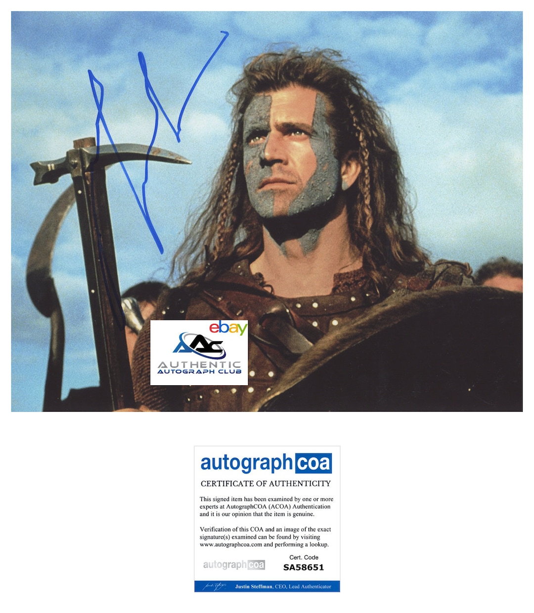 Mel Gibson Autograph Signed 11x14 Photo Braveheart Acoa - Etsy