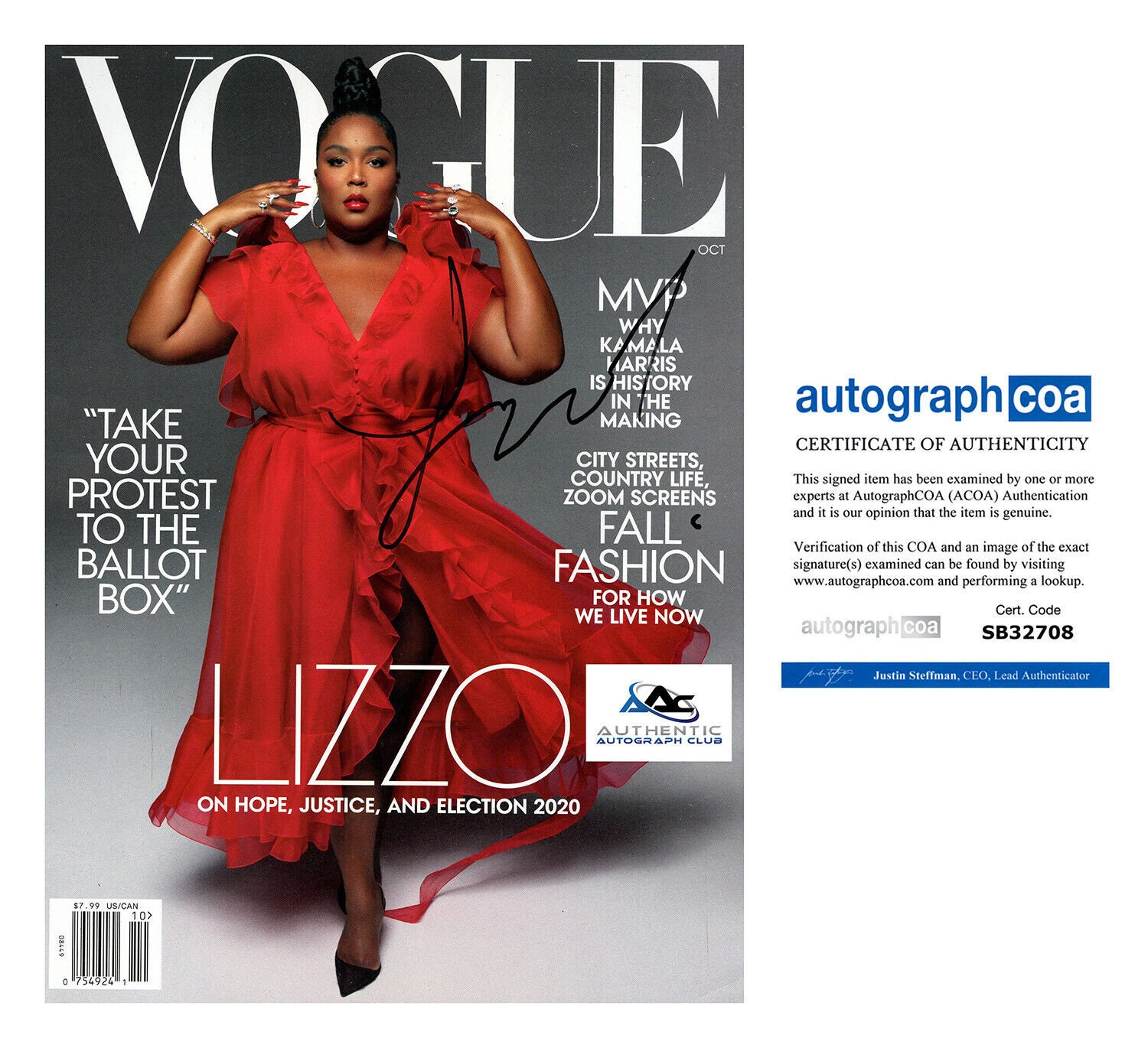Lizzo Autograph Signed Vogue Magazine Acoa - Etsy
