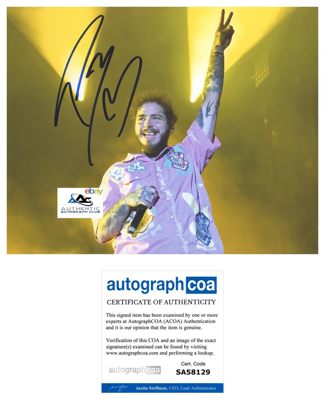 Post Malone Autograph Signed 8x10 Photo Rapper Singer Acoa - Etsy