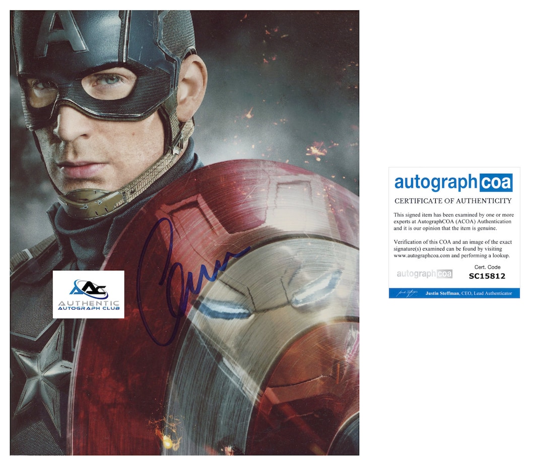 Chris Evans Autograph Signed 8x10 Photo Captain America Marvel Acoa - Etsy