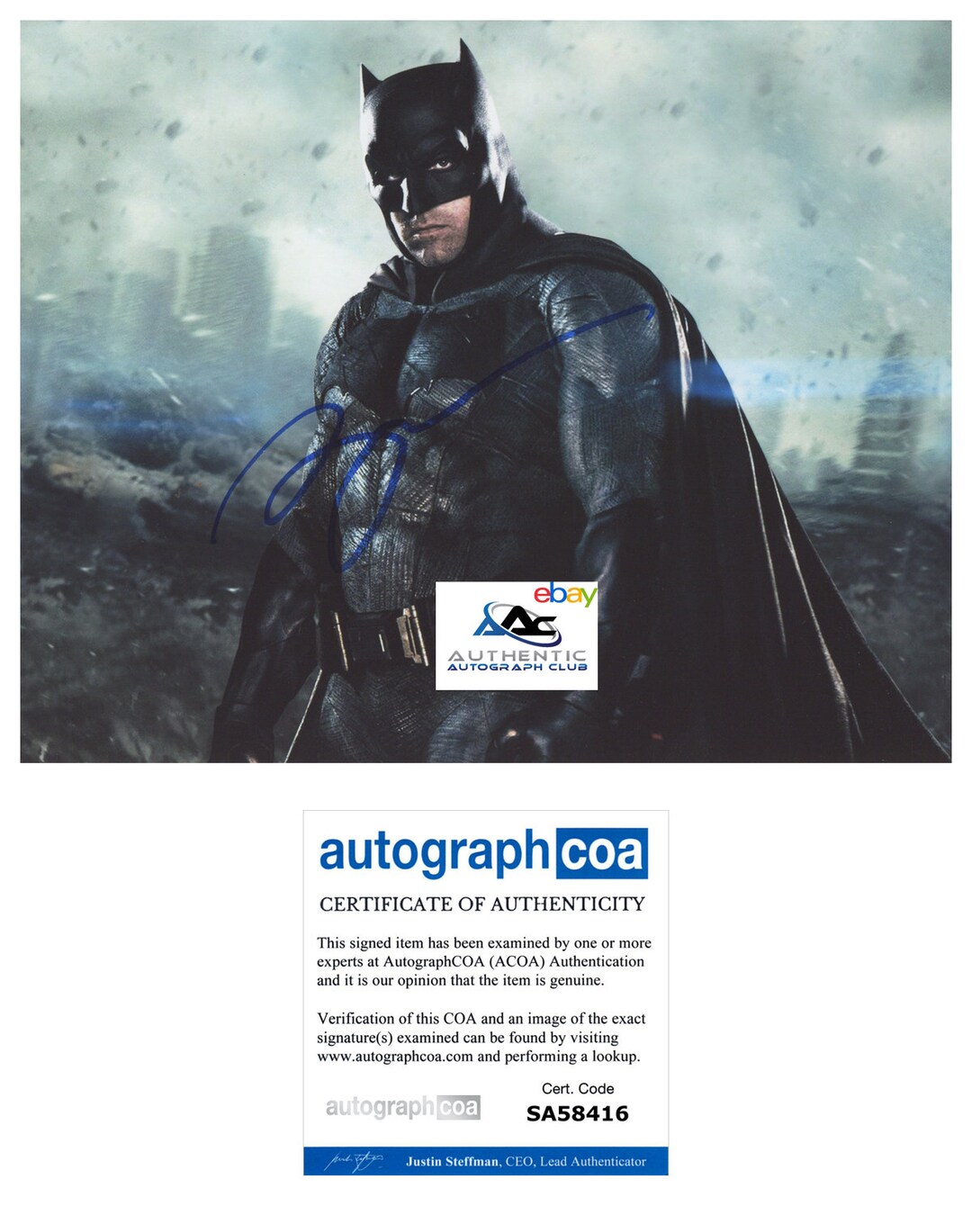 Ben Affleck Autograph Signed 8x10 Photo Batman Vs Superman Justice ...