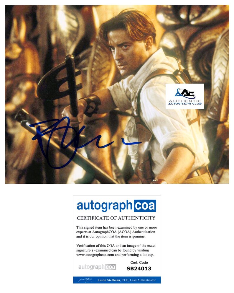 Brendan Fraser Autograph Signed 8x10 Photo the Mummy Acoa - Etsy