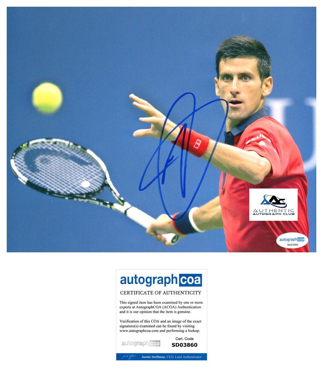 Novak Djokovic Autograph Signed 8x10 Photo Us Open Wimbledon Tennis ...