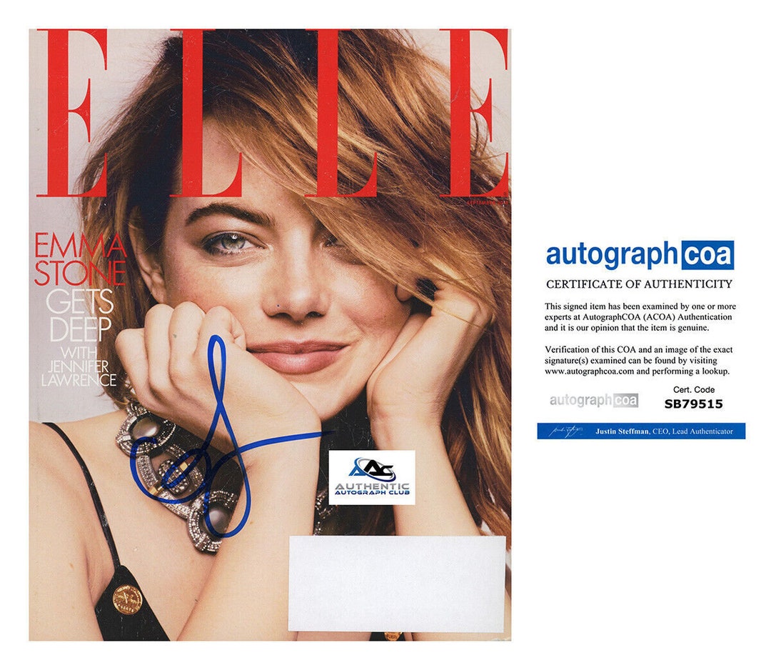 Emma Stone Autograph Signed Elle Magazine Acoa - Etsy