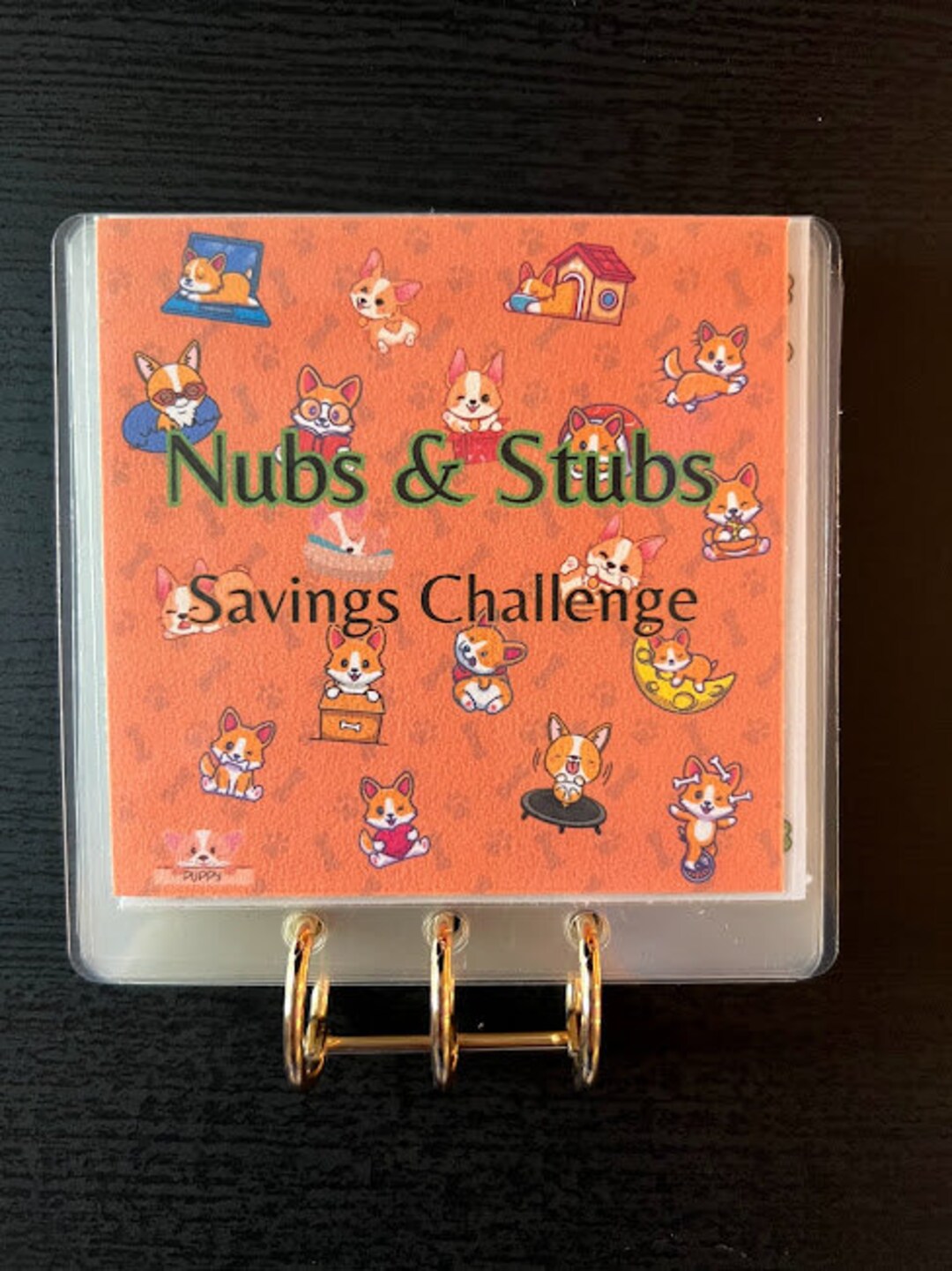 Nubs and Stubs Flip Savings Challenge-3.5x3.5-laminated Envelopes-corgi ...