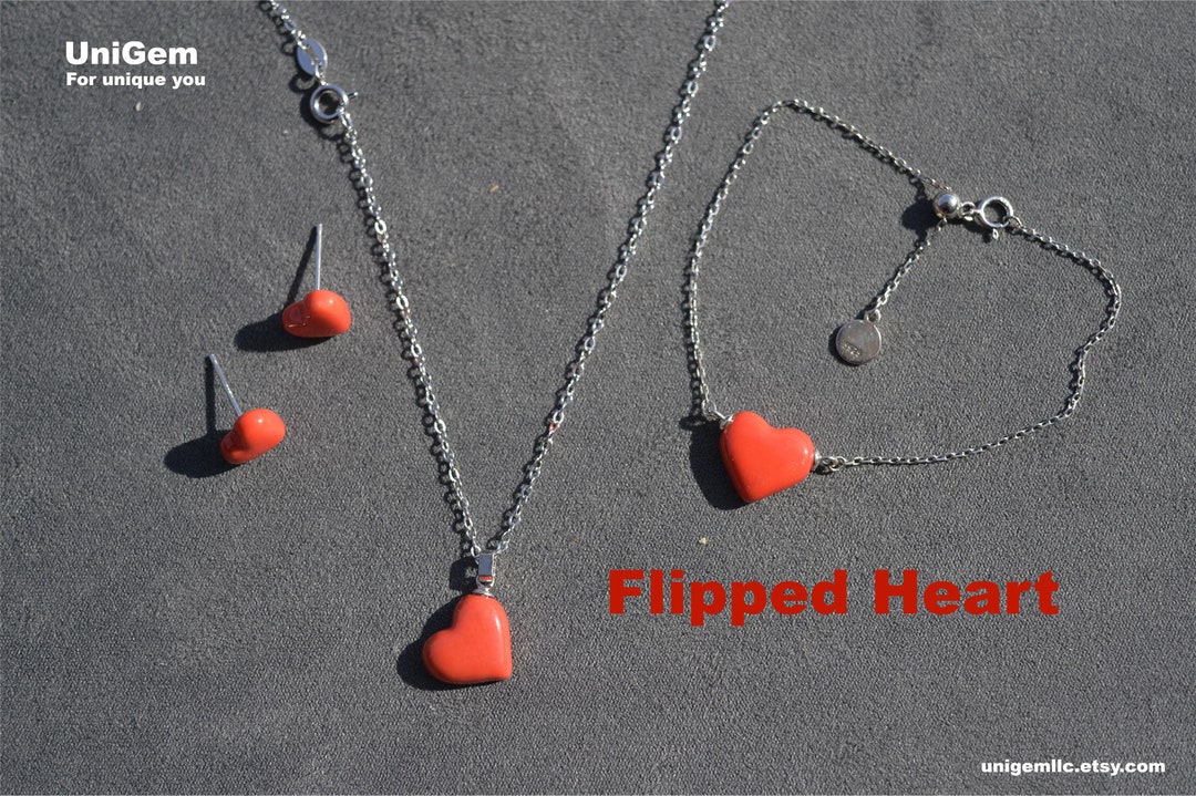Oriental Ceramics Flipped Heart Series : Necklace, Bracelet, Earrings ...